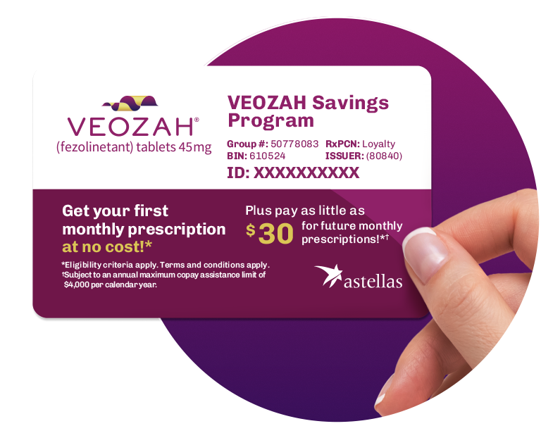 VEOZAH® (fezolinetant) for Vasomotor Symptoms due to Menopause VEOZAH® (fezolinetant) for Vasomotor Symptoms due to Menopause